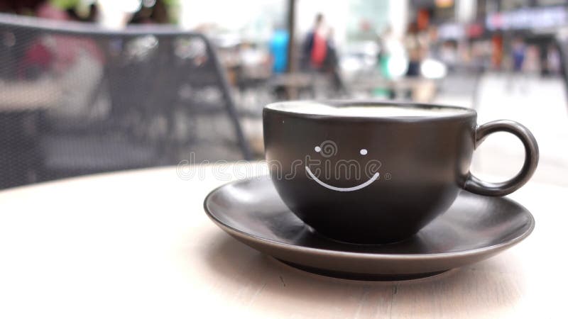 Black Coffee Cup with Smile Shape Design on it Stock Video - Video of ...