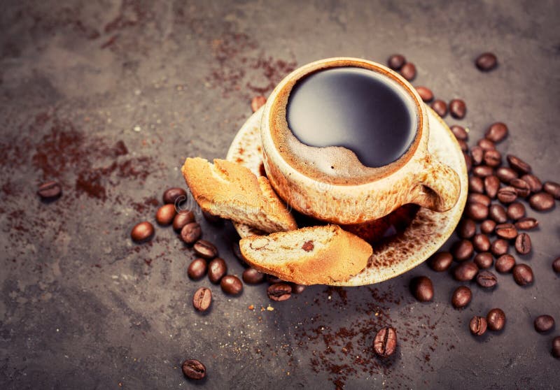 Black Coffee on a Dark Background Stock Image - Image of morning ...