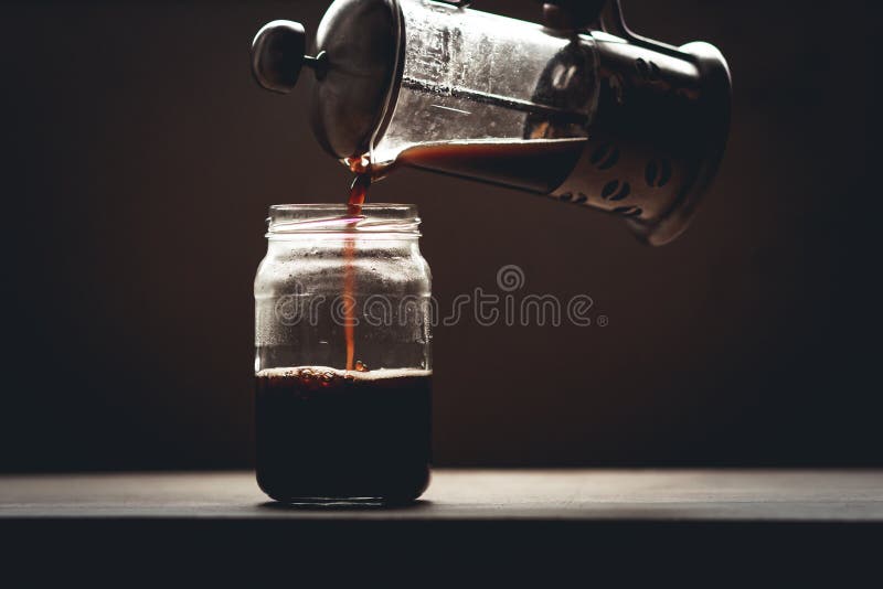 Black Coffee in Glass in Low Light Window Light Stock Photo - Image of ...
