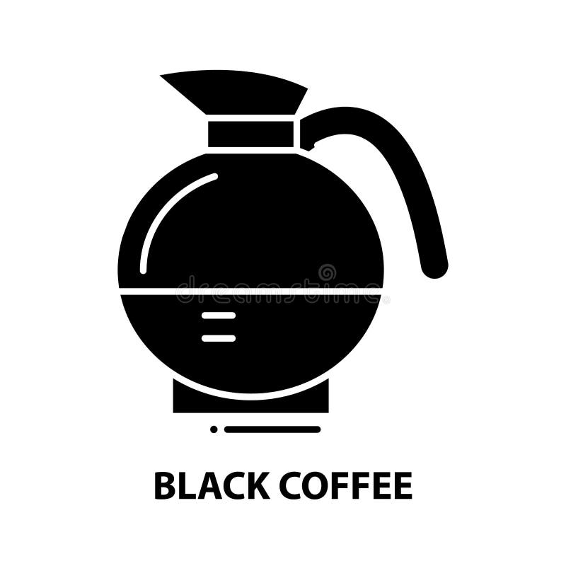 Black Coffee Icon, Black Vector Sign with Editable Strokes, Concept ...