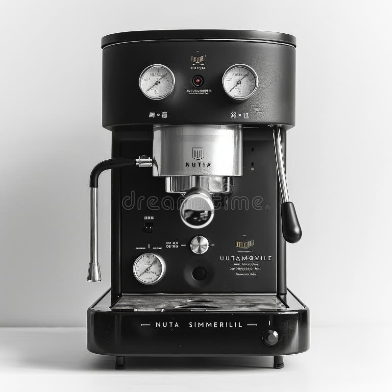 A Black Coffee Maker with a Silver Handle and Two Dials Stock Photo ...