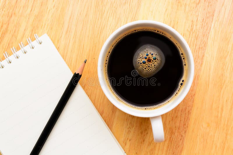 Black coffee and notepad stock photo. Image of note, space - 52151138