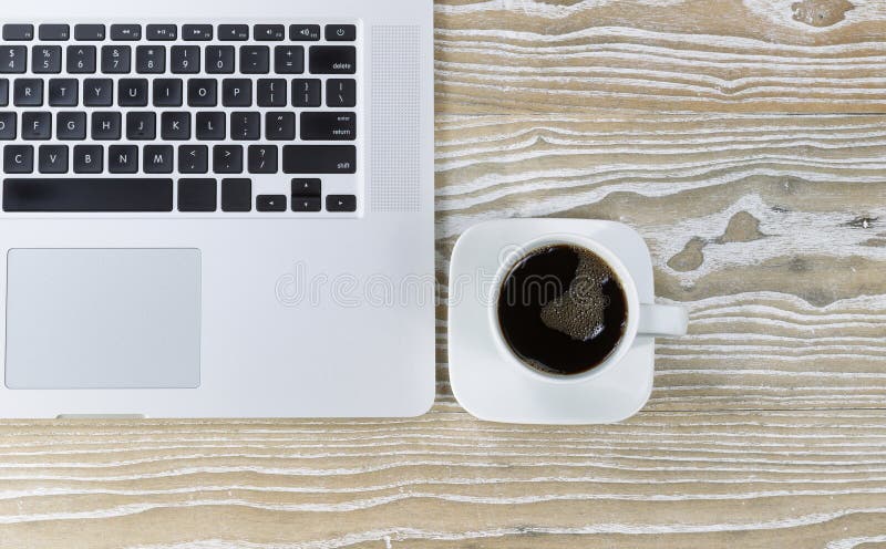 Black Coffee on Working Desktop Stock Image - Image of laptop, business ...