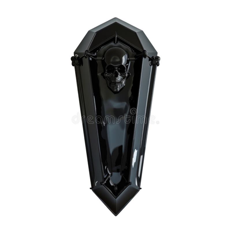 Black Coffin with a Skull Inside Stock Image - Illustration of mourning ...