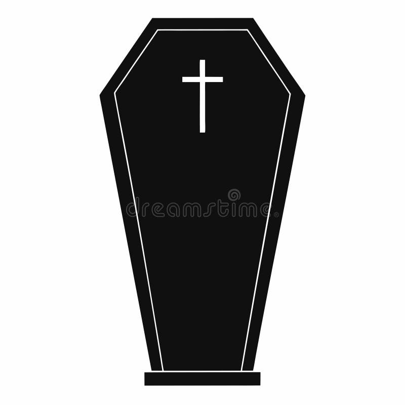 A Black Coffin with a White Outline and a Cross at the Center Stock ...