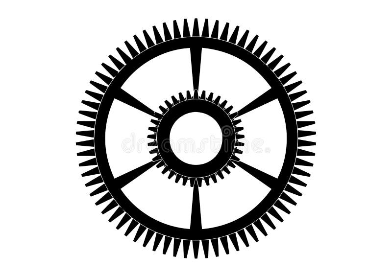 Black cogwheel on a white stock vector. Illustration of engine - 108948455