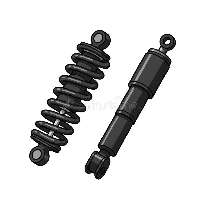 Black Coil Spring and Shock Absorber Illustration Stock Illustration ...