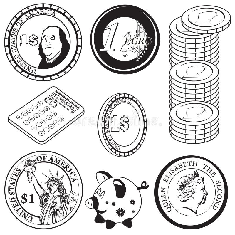 Black Coin with Dollar Sign Stock Illustration - Illustration of dark ...