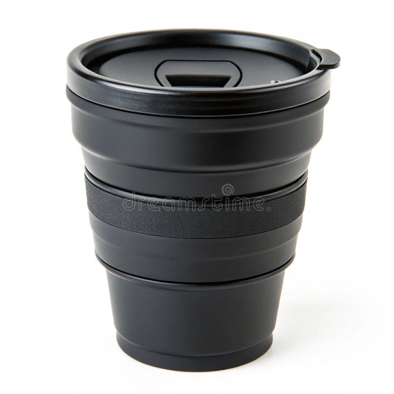Black Collapsible Reusable Plastic Cup Isolated on White Background ...