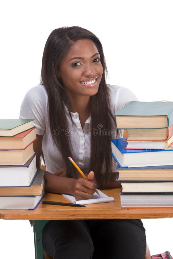 Black College Student Woman Studying Math Exam Stock Photo - Image of ...