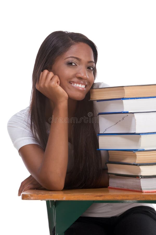 Black College Student Woman Studying Math Exam Stock Photo - Image of ...