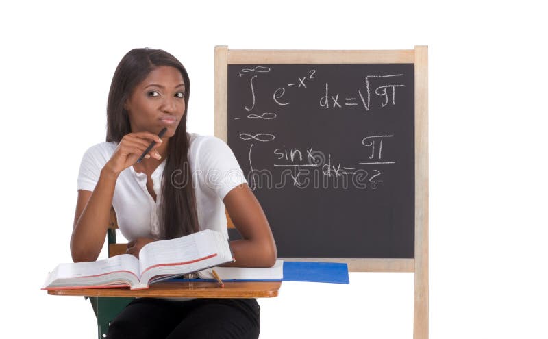 Ethnic Black College Student Studying Math Exam Stock Image - Image of ...