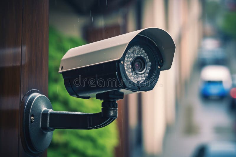 Black Color Camera Facing Street Part with Security Concept. Generative ...