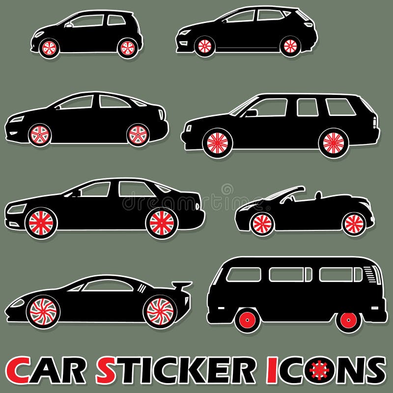 Black Color Car Sticker Icons Stock Vector - Illustration of mixer ...