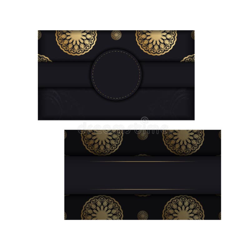 Black Color Card with Indian Brown Pattern for Your Design. Stock ...