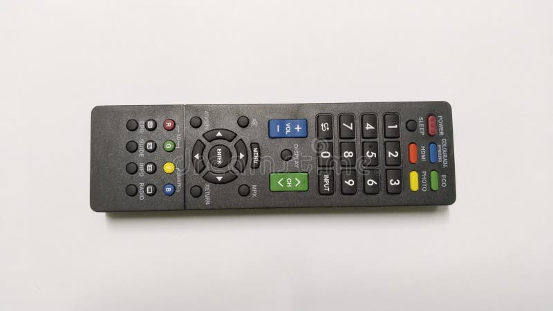 ( Black Color ) Front TV Remote Control Stock Image - Image of laptop ...