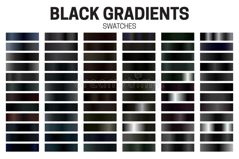 Black Color Shades Swatches Palette with Names Stock Vector ...