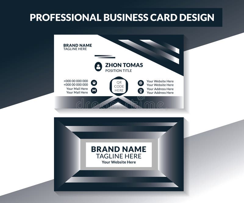 Black Color Gradient Visiting Card Design. Elegant Color Gradient ...