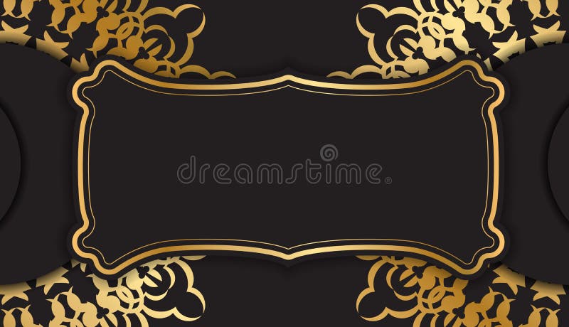 Black Color Greeting Flyer with Gold Indian Pattern Stock Vector ...
