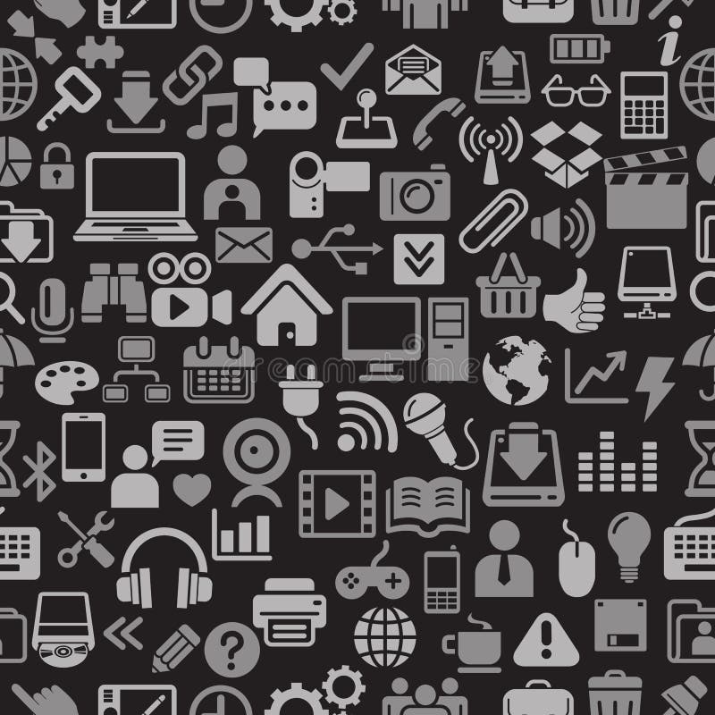 Vector Seamless Pattern with Technology Icons Stock Vector ...