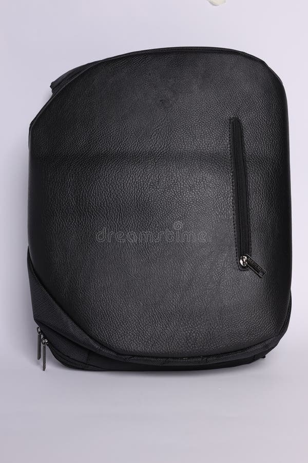 Black Color Leather Travelling Bag Front View Image Stock Photo - Image ...