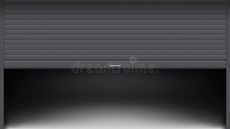 Black Color New Garage Doors Half Open Stock Vector - Illustration of ...