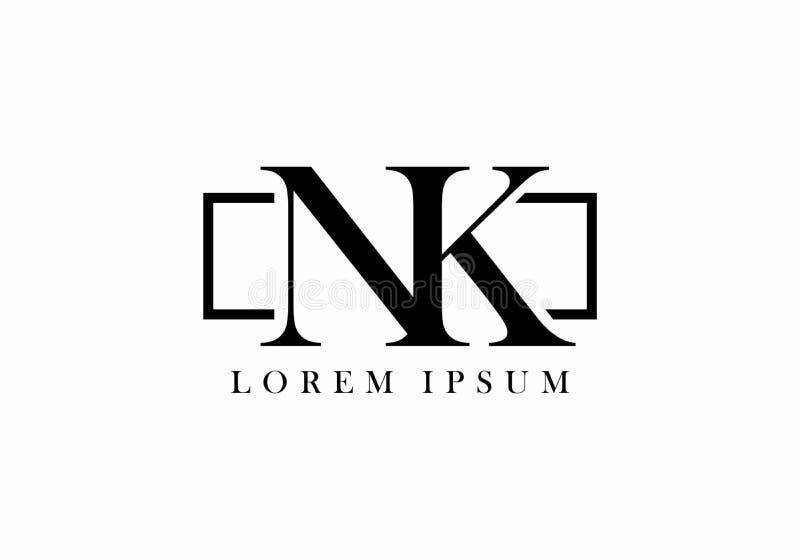 Black Color of NK Initial Letter Stock Vector - Illustration of font ...