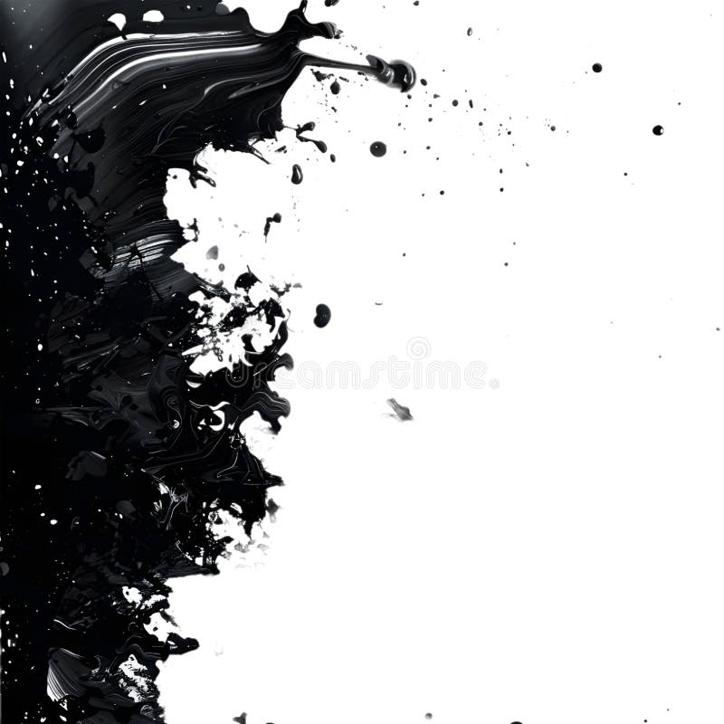 Black Color Paint Splash on Transparent Background - Ai Generated Stock ...