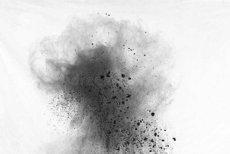 Black Color Powder Explosion on White Background. Stock Photo - Image ...