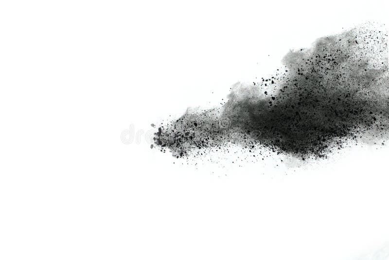 Black Color Powder Explosion on White Background. Stock Image - Image ...