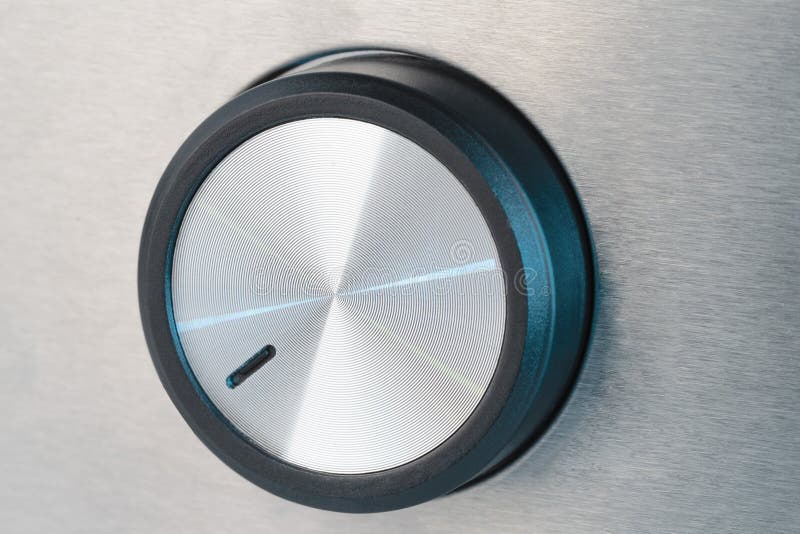 Black Color Round Switch, Regulator with Silver Pattern, Close Up Stock ...