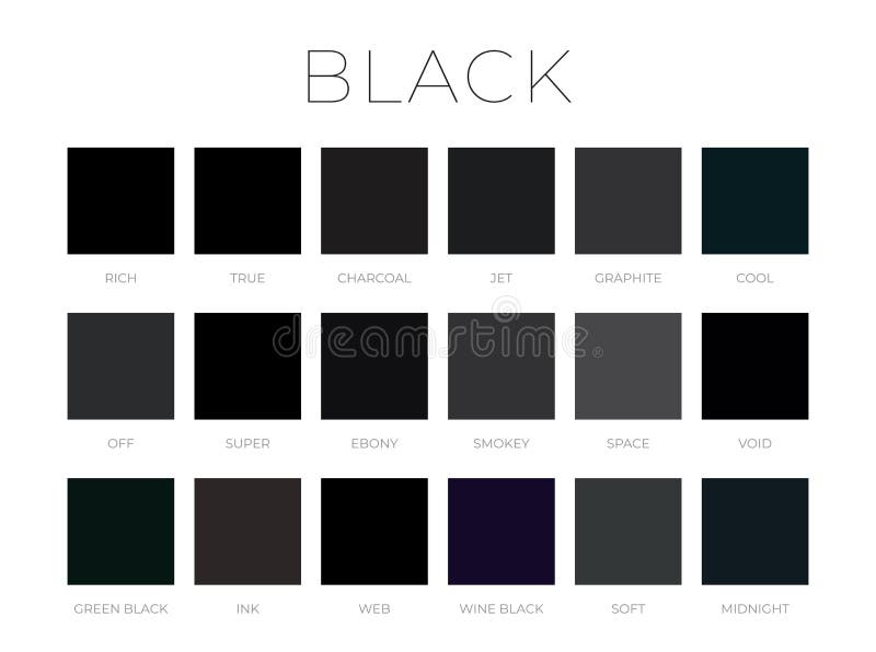 Black Color Shades Swatches Stock Vector - Illustration of cmyk, hues ...