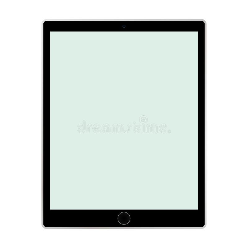 Black Color Tablet with Light Green Screen and Grey Menu Button on ...