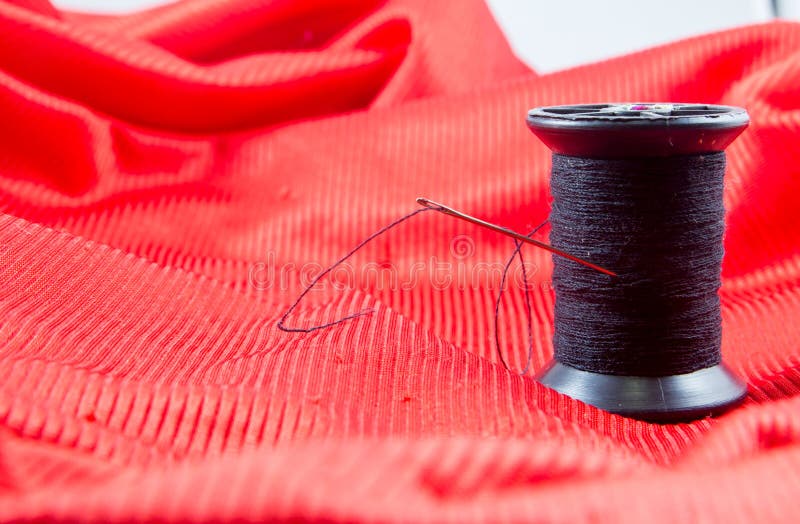 Black Color Thread with Needle Stock Image - Image of zipper, cloth ...