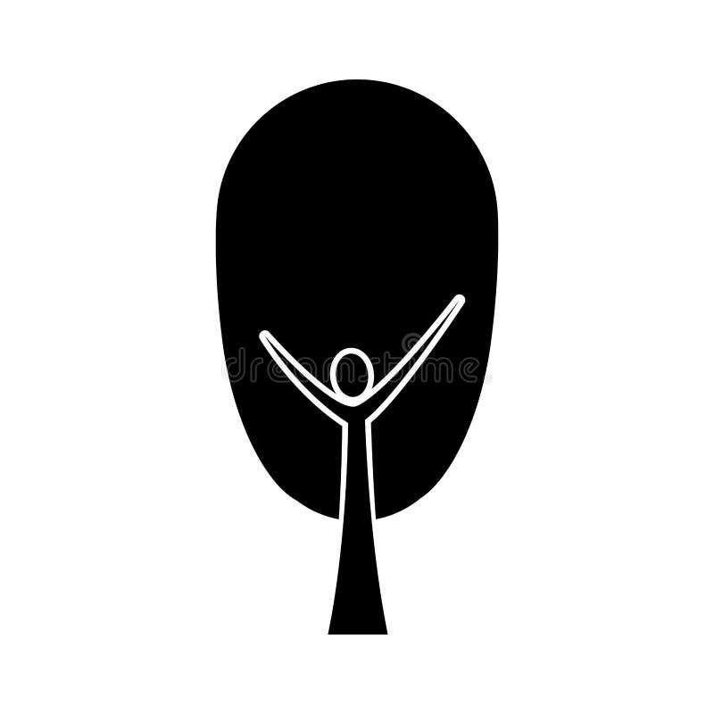 Black Color Tree Trunk Human with Leaves Shape Ovoid Stock Vector ...