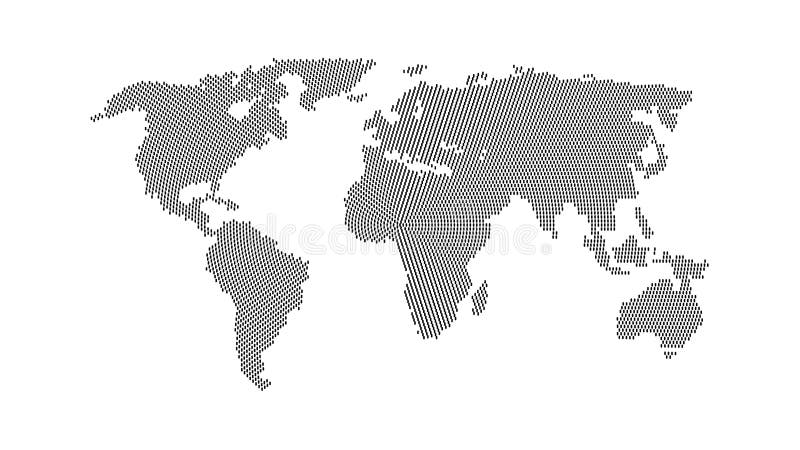 Black Color World Map Isolated on White Background Stock Vector ...