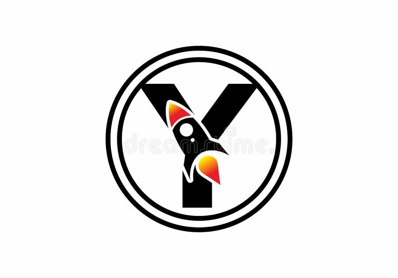 Black Color of Y Initial Letter with Rocket Stock Vector - Illustration ...