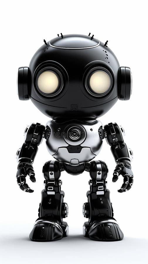 Black Robot, Isolated on Solid White Background. Stock Illustration ...