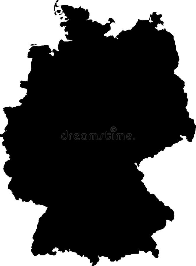 Black Colored Germany Outline Map. Political German Map Stock Vector ...