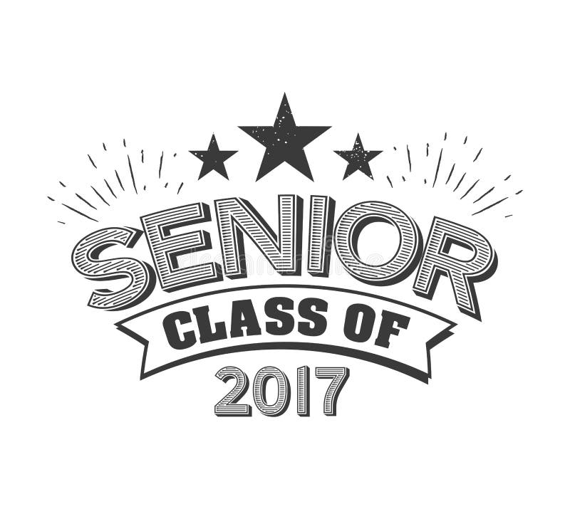 Black Colored Senior Class of 2017 Text Sign with the Stars Vector ...