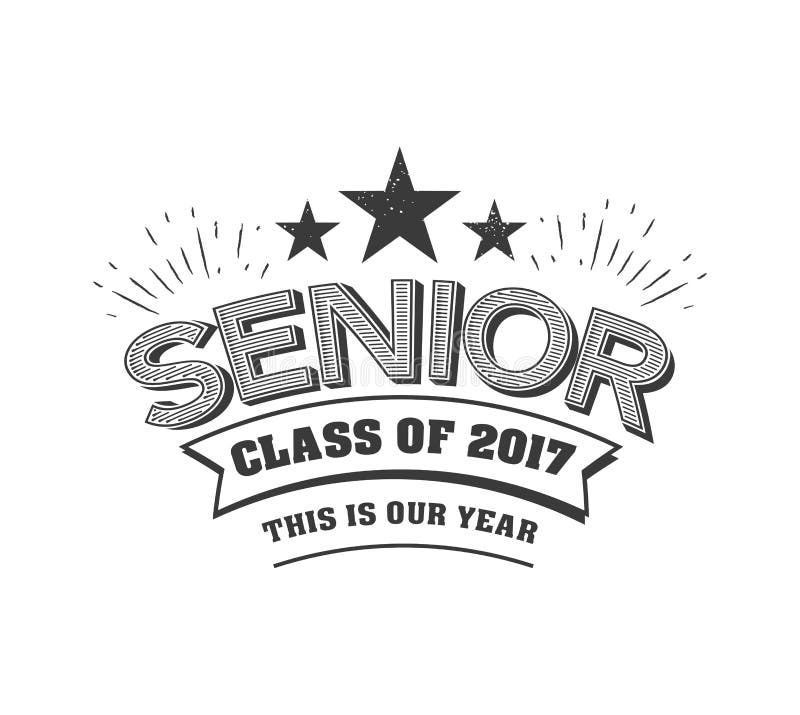 Black Colored Senior Class of 2017 Text Sign with the Stars Vector ...