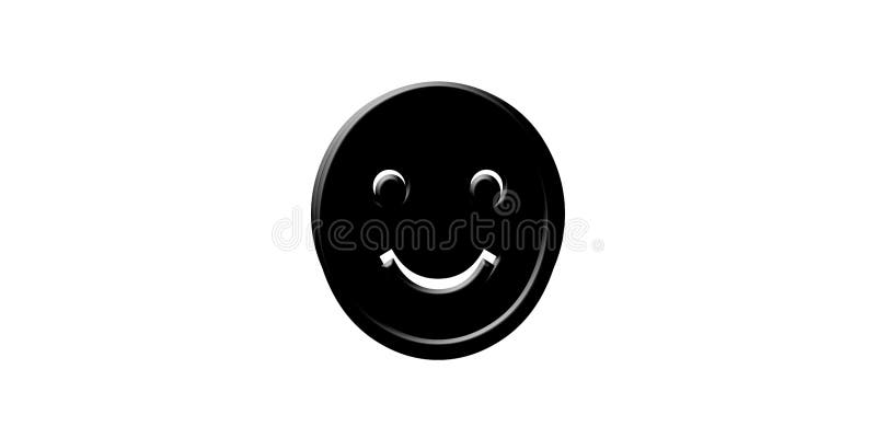 Black Colored Smiley Emoji Isolated on White. Stock Illustration ...