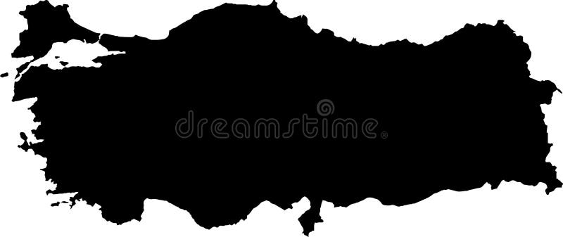 Black Colored Turkey Outline Map. Political Turkish Map Stock Vector ...