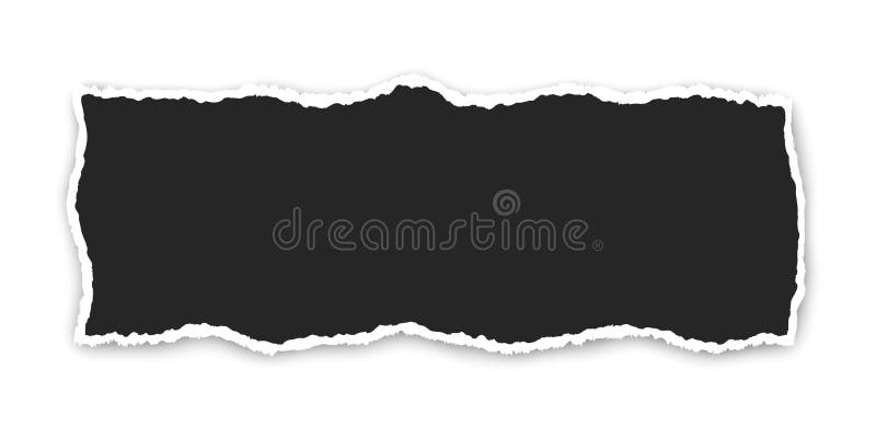 Black Colored Vector Torn Paper Banner with Ripped Edges with Space for ...