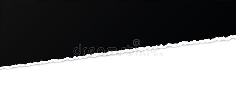 Black Colored Vector Torn Paper Banner with Ripped Edges with Space for ...