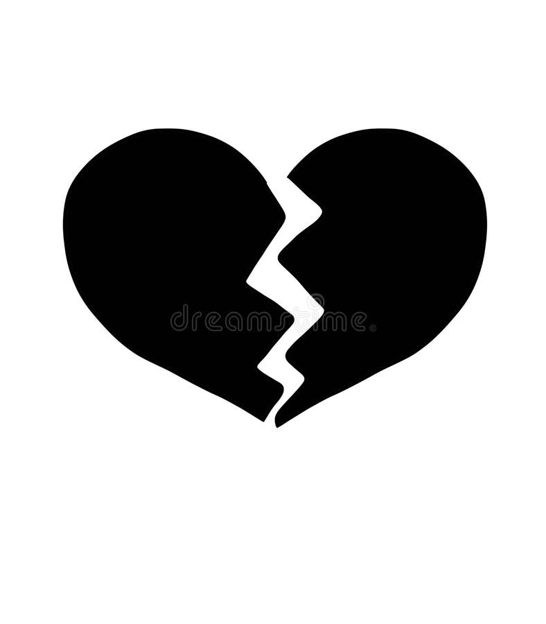 Black Colour Broken Heart Icon with White Background Stock Illustration ...