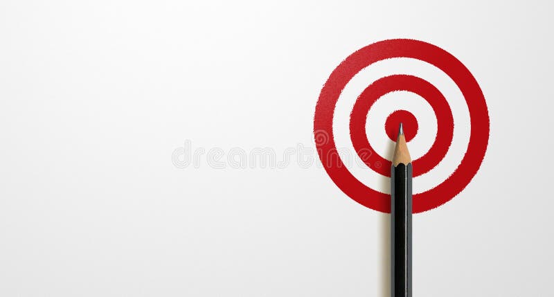 Black Colour Pencil with Target Board on White Paper Background Stock ...