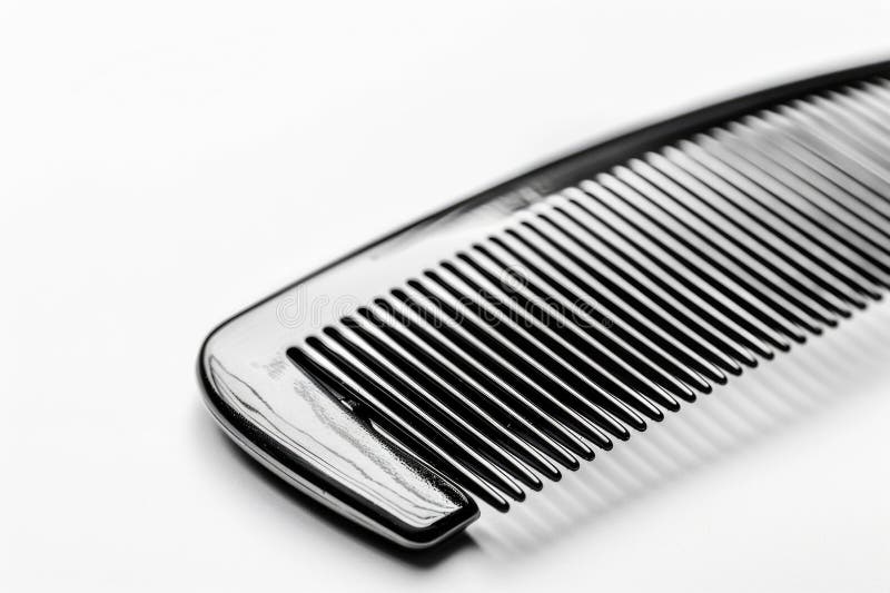 A Black Comb Rests on the Surface of a White Table, Providing a Simple ...