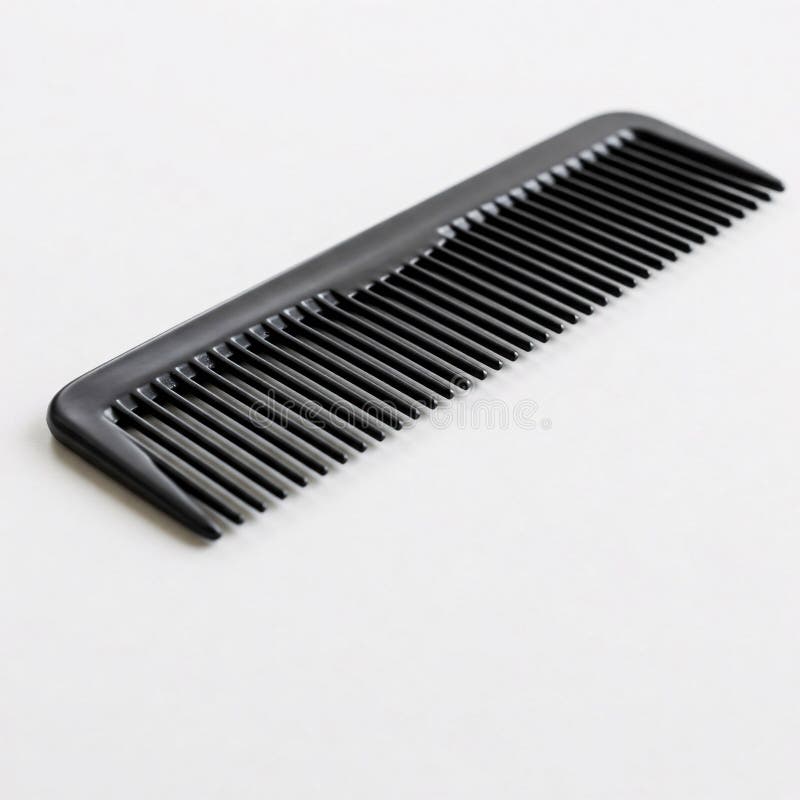 Black Comb Isolated on White Background. Top View. Flat Lay. Stock ...
