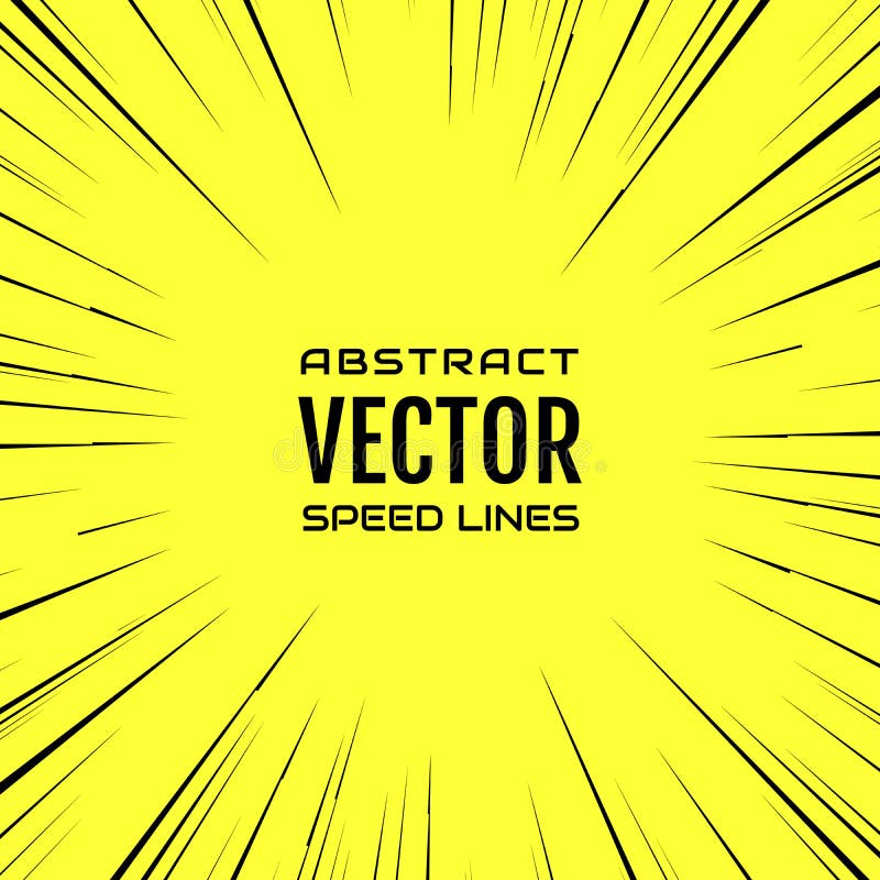 Black Comic Radial Speed Lines on Yellow Base. Effect Explosion Stock ...